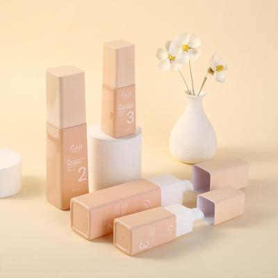 China Hot 40ml Square Perfume Bottle Pink Frosted Borosilicate Serum Glass Bottle in Customized Colors and Logo/Graphic Design for sale