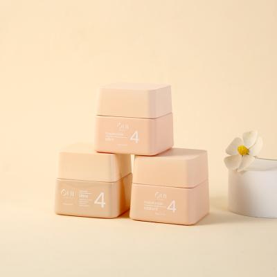 China Glass Base Luxury Skincare Packaging Empty Trapezium Container 30g50g Pink Matt Square Mini Cosmetic Cream Jar with Cap for sale