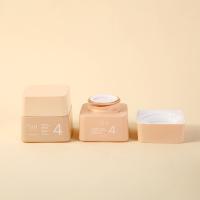 China Glass Base Luxury Skincare Packaging Empty Trapezium Container 30g50g Pink Matt Square Mini Cosmetic Cream Jar with Cap for sale