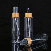 China Body Material PET 100ml 120ml 250ml Empty Clear Plastic Bottle with Fine Mist Bamboo Black Sprayer for Cosmetic Packaging for sale