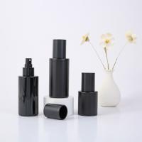 China Facial Cleanser Glass Collar Material 30ml 50ml 100ml Perfume Bottle Black Frosted Cosmetic Makeup Packaging Vendors for sale