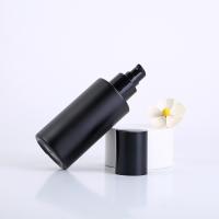 China Facial Cleanser Glass Collar Material 30ml 50ml 100ml Perfume Bottle Black Frosted Cosmetic Makeup Packaging Vendors for sale