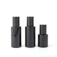 China Facial Cleanser Glass Collar Material 30ml 50ml 100ml Perfume Bottle Black Frosted Cosmetic Makeup Packaging Vendors for sale