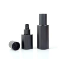 China Facial Cleanser Glass Collar Material 30ml 50ml 100ml Perfume Bottle Black Frosted Cosmetic Makeup Packaging Vendors for sale