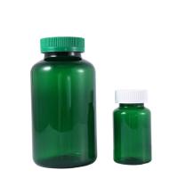 China Custom Green PET 150cc 750cc Plastic Jar Medicine Bottle Pill Vitamin Plastic Bottle With CRC Screw Cap Capsule Bottle for sale