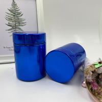 China 2oz 6oz 8oz 10oz 16oz 20oz Electroplated Metal Blue HDPE Bottle Manufacturers Plastic Powder Containers for Packing Whey Protein for sale