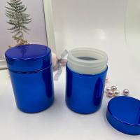 China 2oz 6oz 8oz 10oz 16oz 20oz Electroplated Metal Blue HDPE Bottle Manufacturers Plastic Powder Containers for Packing Whey Protein for sale