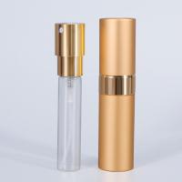 China Aluminum Collar 5ml 8ml 10ml Mini Empty Sample Vials Glass Spray Perfume Bottle with Glass Laser Engraved Surface and Box for sale