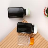 China 30cc 60cc 80cc 100cc 120cc 150cc 200cc 250cc Black Square Shape Plastic Empty Vitamin Pill Capsule PET Bottle with Flip Cap for sale