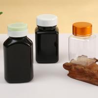 China 30cc 60cc 80cc 100cc 120cc 150cc 200cc 250cc Black Square Shape Plastic Empty Vitamin Pill Capsule PET Bottle with Flip Cap for sale
