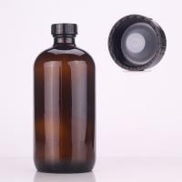 China Childproof Tamper Cap Amber Glass Boston Bottle for Stock Empty Cosmetic Containers Customized Colors and Free Sample for sale