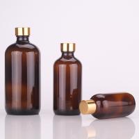 China Childproof Tamper Cap Amber Glass Boston Bottle for Stock Empty Cosmetic Containers Customized Colors and Free Sample for sale