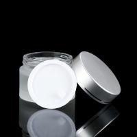China 15g 30g 50g 100g Frosted Clear Glass Cream Jar with Gold Silver Screw Lid Customized Logo and Frosted Glass Base Material for sale