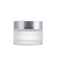 China 15g 30g 50g 100g Frosted Clear Glass Cream Jar with Gold Silver Screw Lid Customized Logo and Frosted Glass Base Material for sale