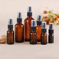 China Stock Amber Glass Spray Bottle 10ml 15ml 20ml 30ml 50ml 100ml Round Glass Empty Perfume Bottle Black Cap Cylinder Bottle Perfume for sale