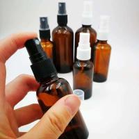 China Stock Amber Glass Spray Bottle 10ml 15ml 20ml 30ml 50ml 100ml Round Glass Empty Perfume Bottle Black Cap Cylinder Bottle Perfume for sale