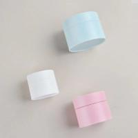 China 5g 10g 20g 30g 50g Empty Pink Double Wall Matte Face Cream Frosted Lip Balm Container PP Cosmetic Plastic Jar with Lid for sale