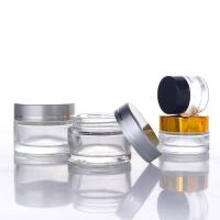 China 5g 10g 15g 30g 50g 100g Food Grade Round Glass Jar with Gold or Silver Lids from Screen Printing for sale