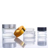 China 5g 10g 15g 30g 50g 100g Food Grade Round Glass Jar with Gold or Silver Lids from Screen Printing for sale