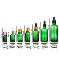 China Sealing Type Dropper Green Frosted Glass Cosmetic Bottle 10ml 15ml 30ml 50ml for Face Serum and Face Oil Container Packaging for sale
