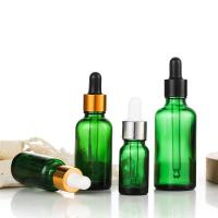 China Sealing Type Dropper Green Frosted Glass Cosmetic Bottle 10ml 15ml 30ml 50ml for Face Serum and Face Oil Container Packaging for sale