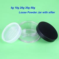 China Private Label Clear Matte Cosmetic Loose Powder Sifter Jar with Black Frosted Screw Cap 3g 5g 10g 20g 30g 50g ABS PS for sale