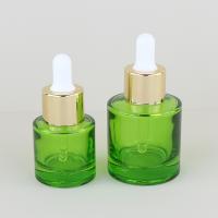 China Eco Friendly Cosmetic Packaging 15ml30ml 50ml 1 oz 1.5oz Green Serum Essential Oil Bottomed Glass Dropper Bottle with Golden Cap for sale