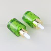 China Eco Friendly Cosmetic Packaging 15ml30ml 50ml 1 oz 1.5oz Green Serum Essential Oil Bottomed Glass Dropper Bottle with Golden Cap for sale