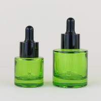 China Eco Friendly Cosmetic Packaging 15ml30ml 50ml 1 oz 1.5oz Green Serum Essential Oil Bottomed Glass Dropper Bottle with Golden Cap for sale
