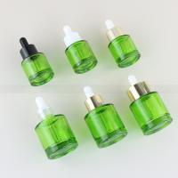 China Eco Friendly Cosmetic Packaging 15ml30ml 50ml 1 oz 1.5oz Green Serum Essential Oil Bottomed Glass Dropper Bottle with Golden Cap for sale