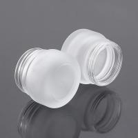 China Stock Luxury Skin Care Glass Jar 50g Empty Frosted Cosmetic Packaging with Black Lid and Glass Bottle Plastic Cap White Disc for sale