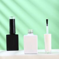 China Glass Collar Senior PAK OEM Customized Unique 15ml Square Luxury Black Uv Gel Nail Polish Bottle with Clear Top Cap for sale
