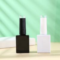 China Glass Collar Senior PAK OEM Customized Unique 15ml Square Luxury Black Uv Gel Nail Polish Bottle with Clear Top Cap for sale