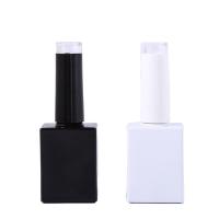 China Glass Collar Senior PAK OEM Customized Unique 15ml Square Luxury Black Uv Gel Nail Polish Bottle with Clear Top Cap for sale