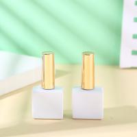 China OEM Custom Logo Design Unique Square White Color Uv Gel Containers Glass Empty Nail Polish Bottles with Brush Chrome Golden Cap for sale