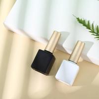 China 15ml White and Black Empty Gel Nail Polish Bottles Glass Body PP Cap Dupont Brush Clear Top Silver Gold Nail Polish Caps for sale