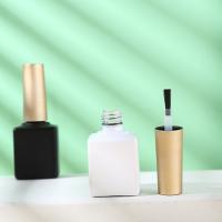 China 15ml White and Black Empty Gel Nail Polish Bottles Glass Body PP Cap Dupont Brush Clear Top Silver Gold Nail Polish Caps for sale