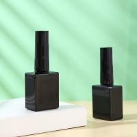 China 10ml 15ml Rectangular Glass Black Nail UV Gel Polish Packing Empty Square Shape Nail Polish Bottle With Brush for Cosmetic for sale