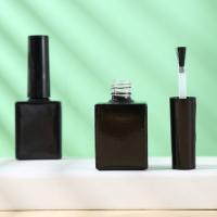 China 10ml 15ml Rectangular Glass Black Nail UV Gel Polish Packing Empty Square Shape Nail Polish Bottle With Brush for Cosmetic for sale