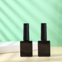 China 10ml 15ml Rectangular Glass Black Nail UV Gel Polish Packing Empty Square Shape Nail Polish Bottle With Brush for Cosmetic for sale