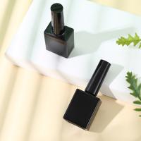 China 10ml 15ml Rectangular Glass Black Nail UV Gel Polish Packing Empty Square Shape Nail Polish Bottle With Brush for Cosmetic for sale
