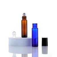 China 5ml 10ml 15ml Essential Oil Perfume Round Glass Amber Frosted Roll on Bottle with Roller Customized Colors and Free Sample for sale