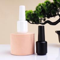 China 2025 Empty 8ml 15ml Brown Glass Round Nail Polish Bottles With Cap and Fan Brush for Nail Art Hot Stamping Graphic Design for sale