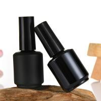 China 2025 Empty 8ml 15ml Brown Glass Round Nail Polish Bottles With Cap and Fan Brush for Nail Art Hot Stamping Graphic Design for sale