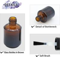 China 2025 Empty 8ml 15ml Brown Glass Round Nail Polish Bottles With Cap and Fan Brush for Nail Art Hot Stamping Graphic Design for sale