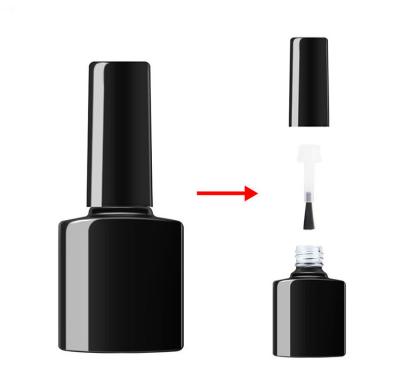 China 8ml 10ml Matte Black Empty UV Gel Nail Polish Bottle With Cap and Brush for Industrial Cosmetic Custom Unique Oval Shape for sale