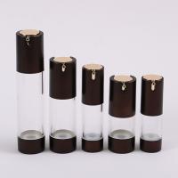 China 15ml 30ml 50ml Plastic Black Lotion Luxury Serum Matte Silver Pump Round Airless Pump Bottle for Essential Oil AS Plastic Type for sale