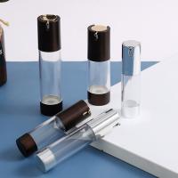 China 15ml 30ml 50ml Plastic Black Lotion Luxury Serum Matte Silver Pump Round Airless Pump Bottle for Essential Oil AS Plastic Type for sale