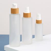 China Base Material Glass Matte Frosted Perfume Clear Glass Bamboo Lid Bottles for Skincare Packing for sale
