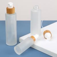 China Base Material Glass Matte Frosted Perfume Clear Glass Bamboo Lid Bottles for Skincare Packing for sale